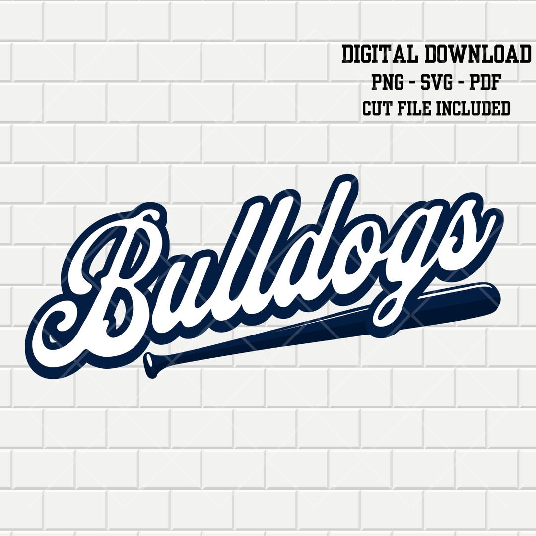 Bulldogs SVG PNG PDF | Navy White Baseball Softball Team Script ...
