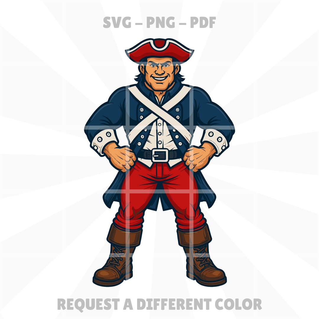 Patriot Mascot Svg Png Pdf – Standing Colonial American Mascot With ...
