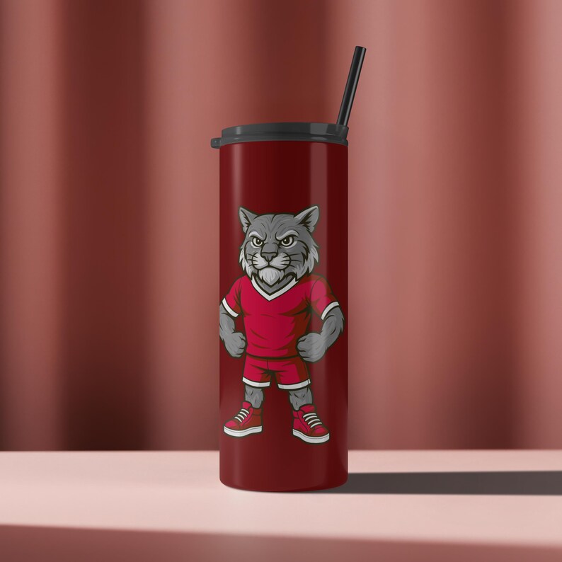 Gray Wildcat Mascot SVG PNG PDF | Red & White Bobcat School Spirit Logo ...
