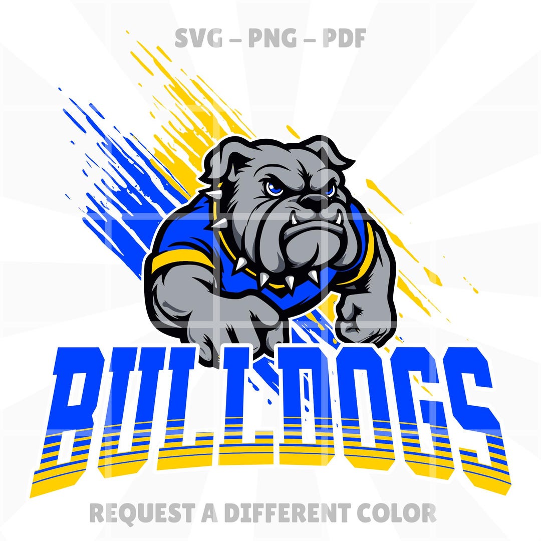 Bulldogs Mascot Logo SVG PNG Bundle in Blue & Gold | Fierce Sports Team - School Spirit Bulldog ...