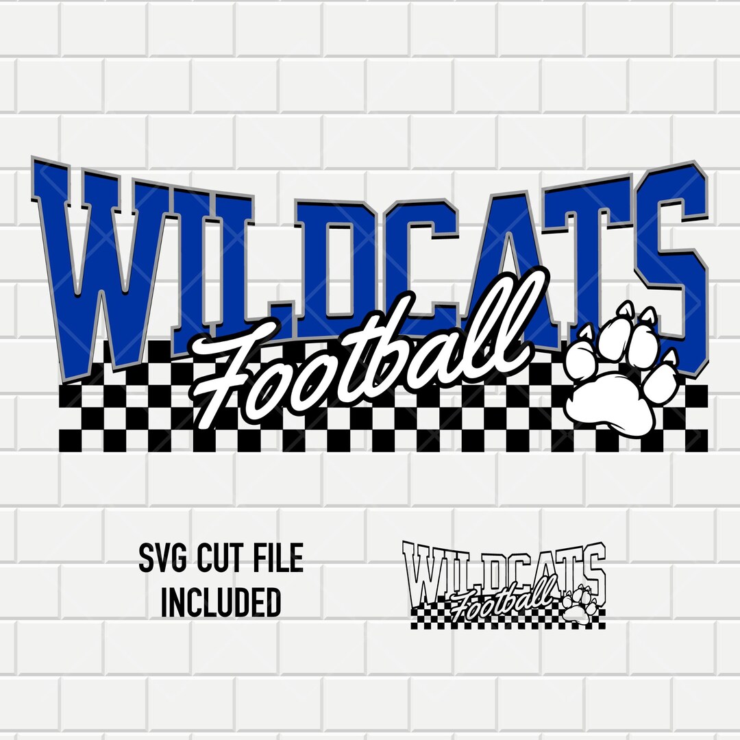Wildcats Football | Blue | Custom Sports Font | Varsity Team Logo ...