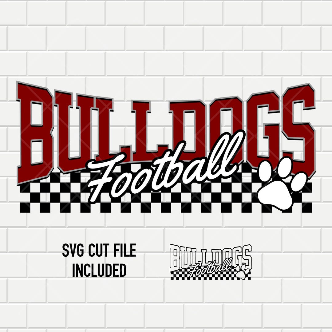 Bulldogs Football | Maroon | Custom Sports Font | Varsity Team Logo ...