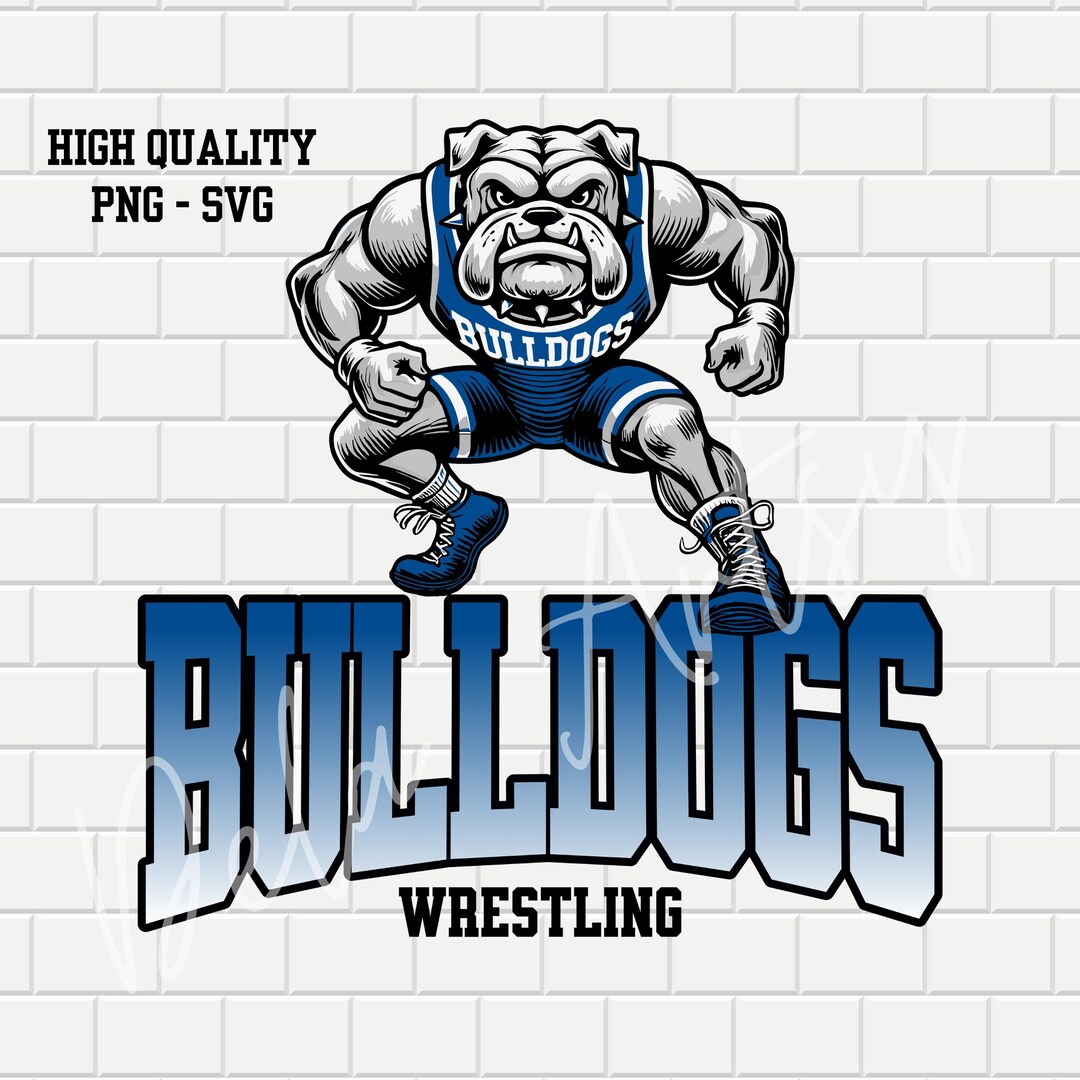 Bulldogs Wrestling Logo | Blue Bulldog Mascot Logo | Vector | Bulldogs ...