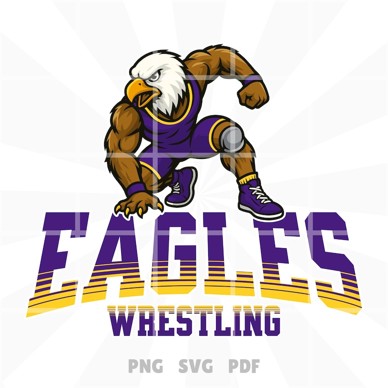 Eagles Wrestling Mascot Logo - Svg Png Pdf – Fierce Purple and Gold ...