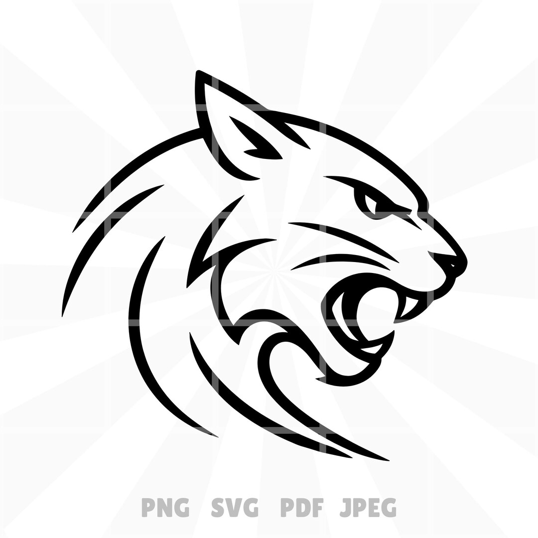 Wildcat Outline Mascot - Svg Png Pdf Jpeg – Clean Black Line Art ...