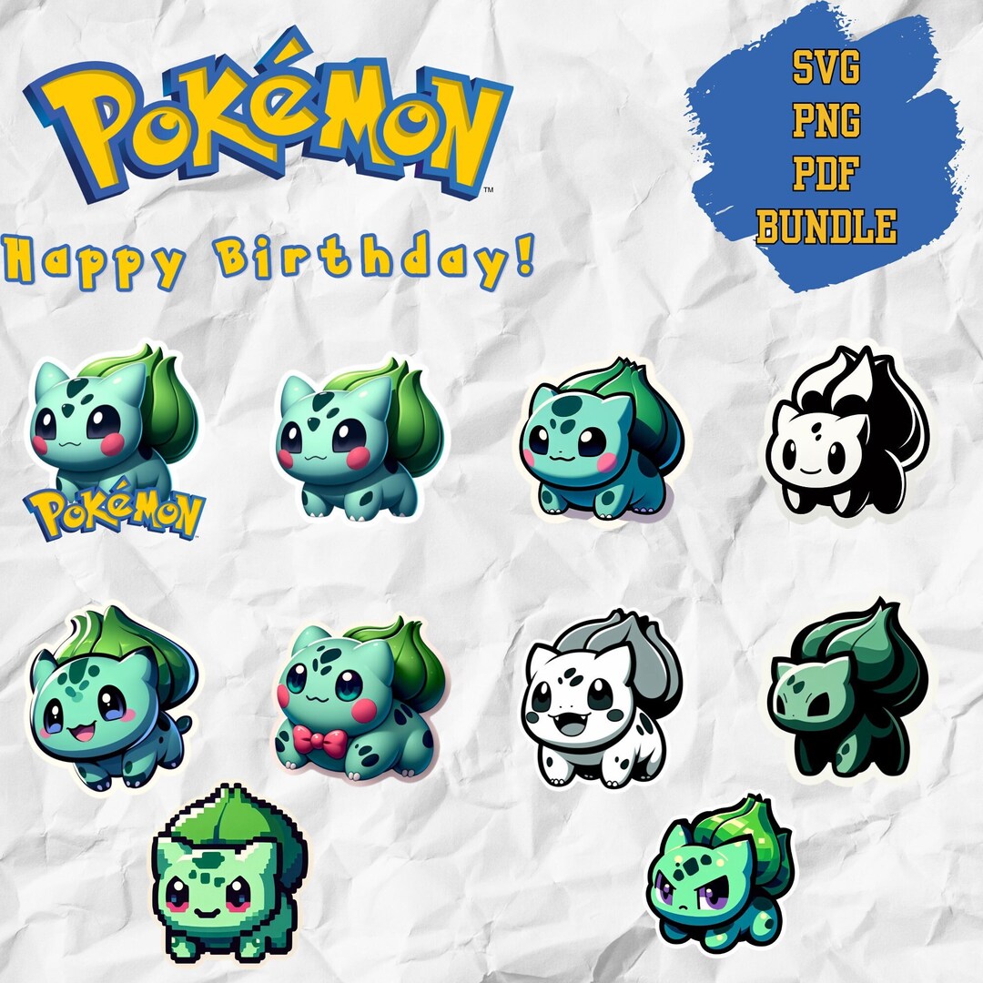 Bulbasaur Pokemon SVG PNG PDF Bundle Digital File Transparent ...