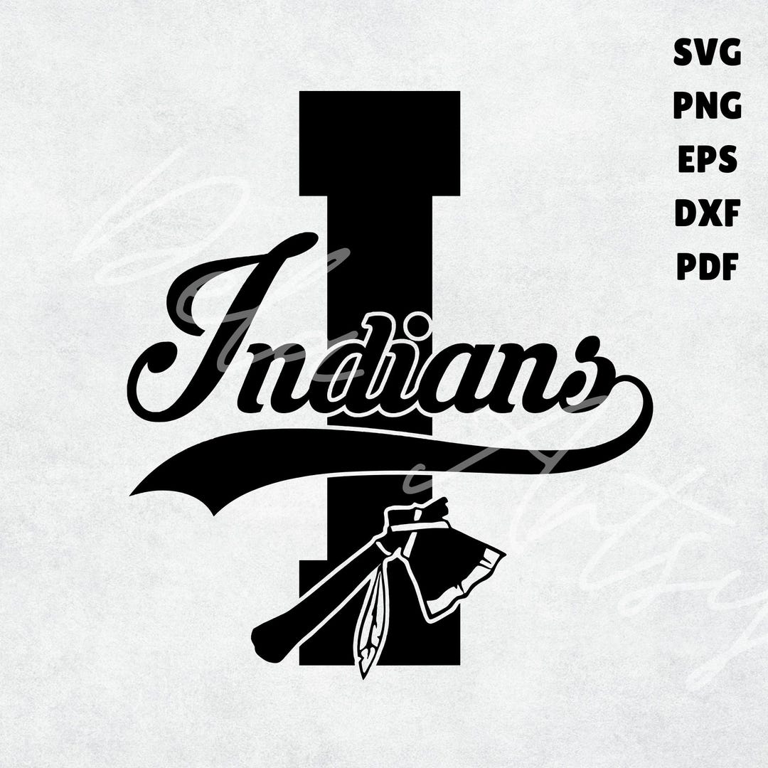 Indians Varsity Letter Logo | Svg Png Eps Pdf | Bold “I” Swoosh Mascot ...