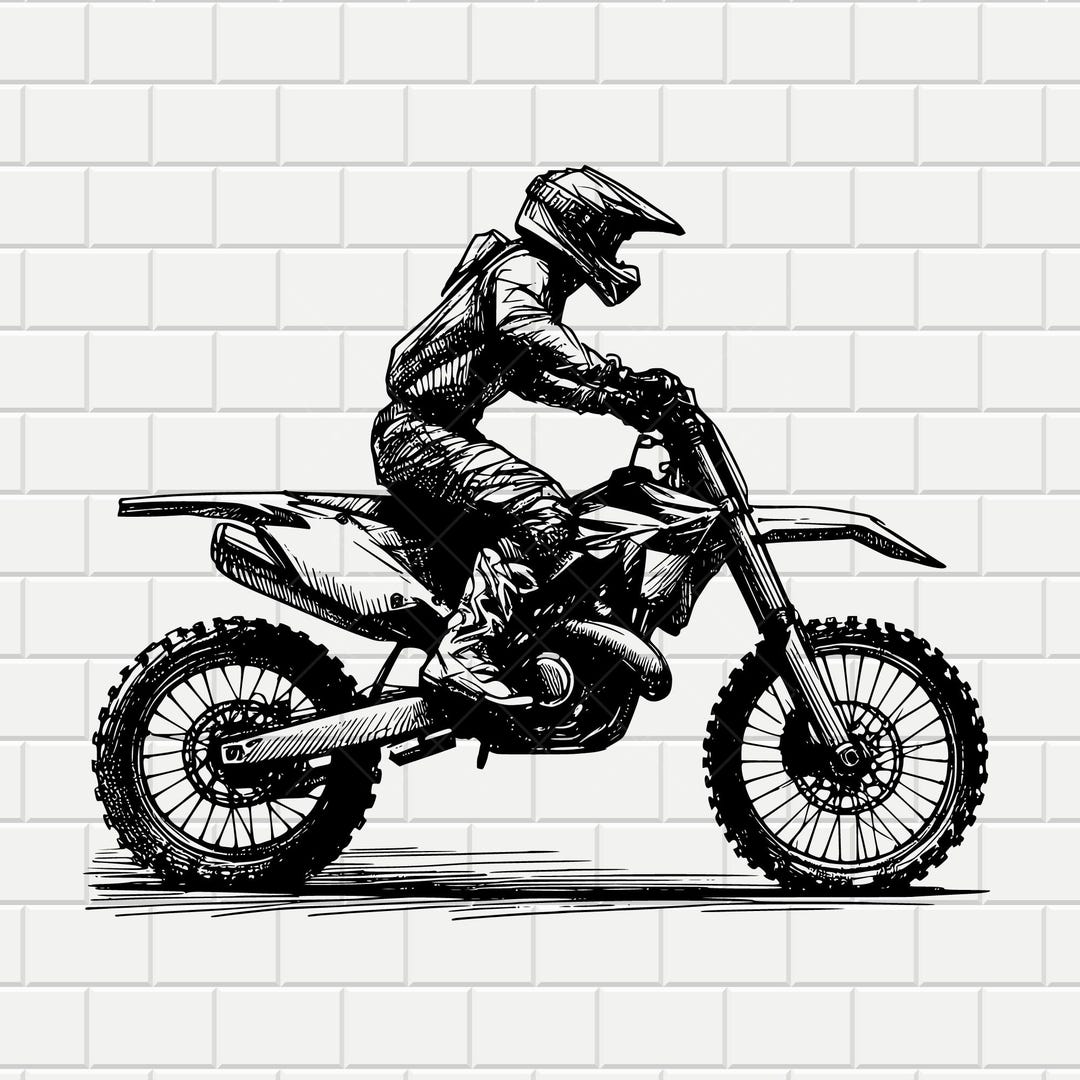 Dirtbike Motocross Drawing | Vector SVG PNG PDF | Transparent ...