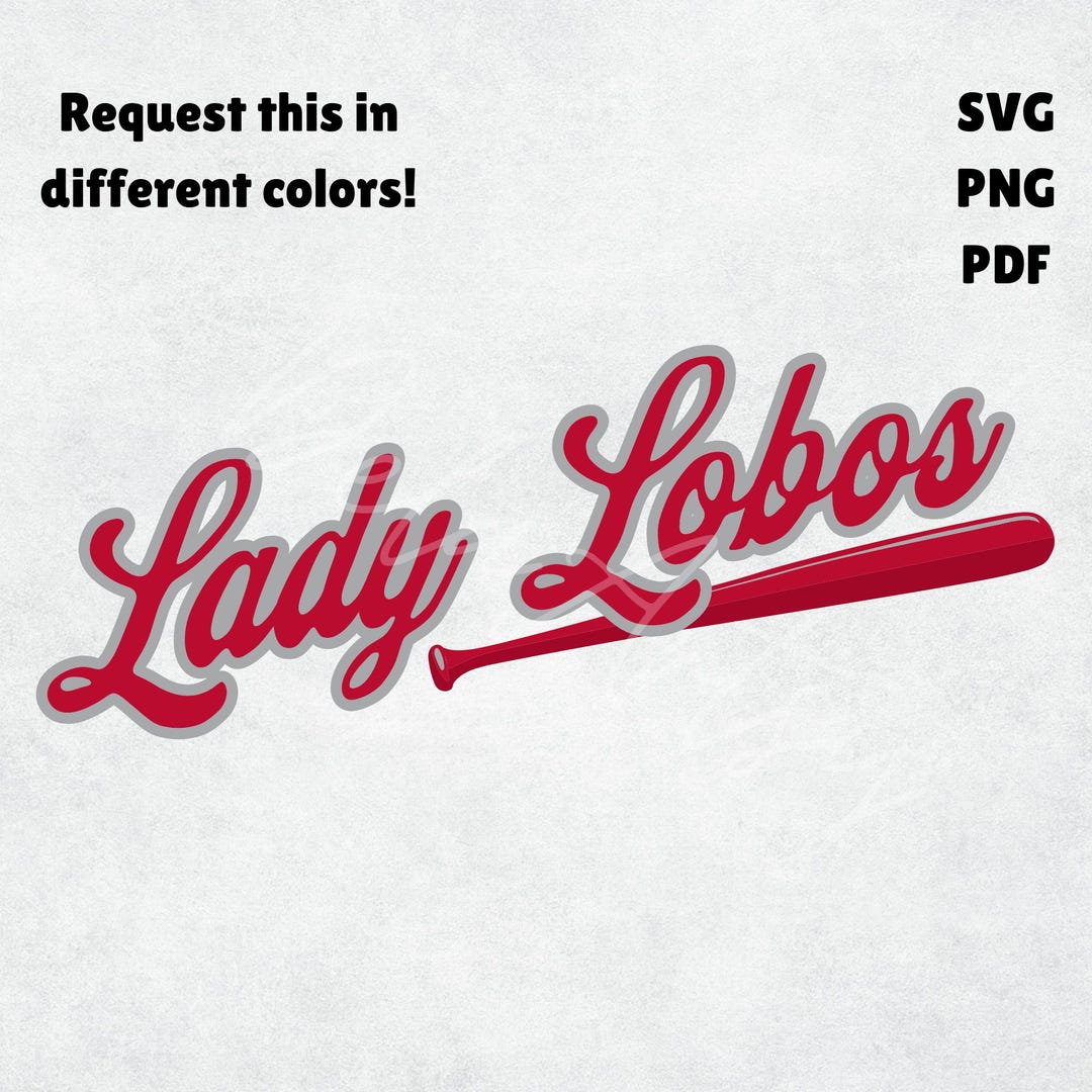 Lady Lobos Softball Mascot: Red & Silver Script (SVG, PNG, PDF) - Etsy