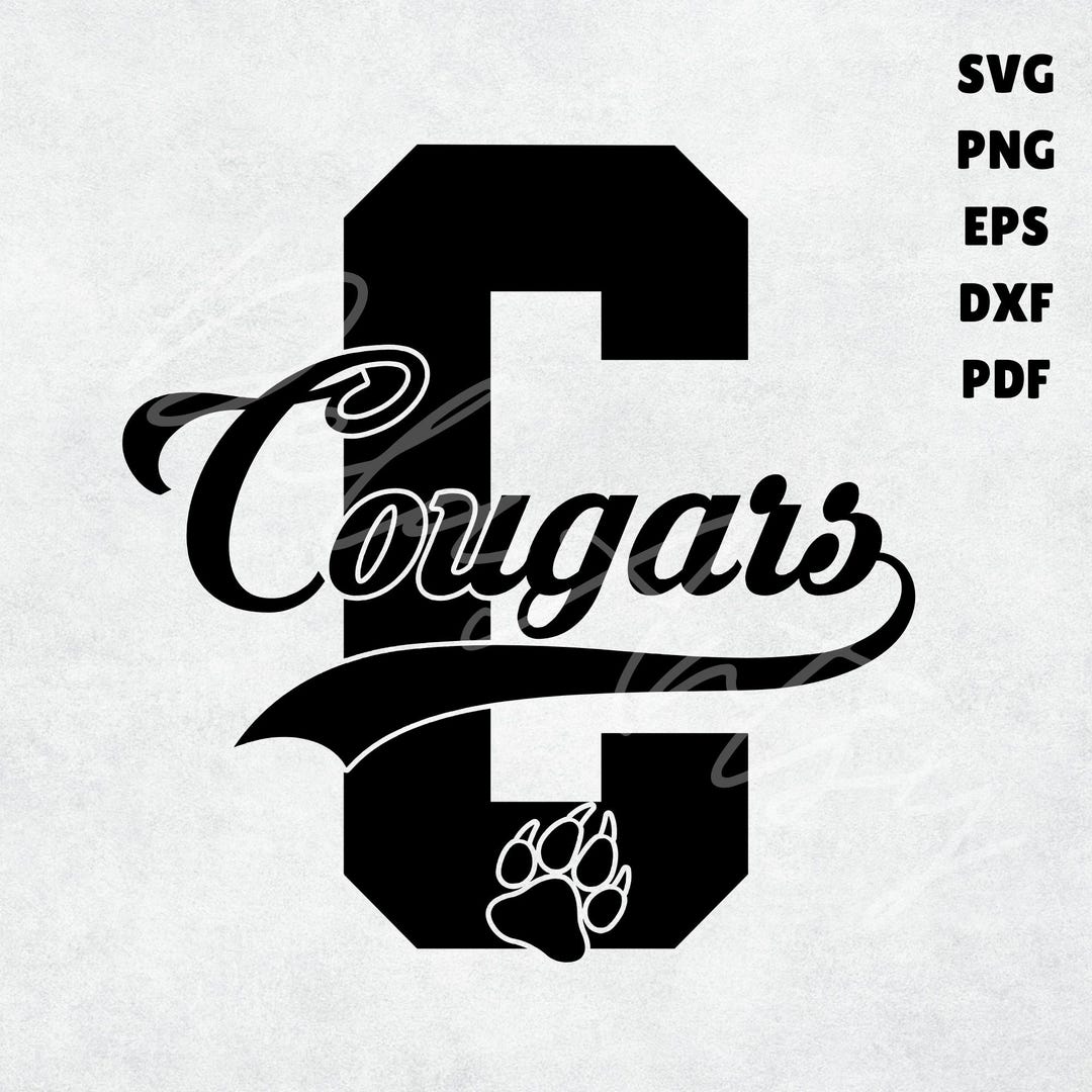 Cougars Varsity Letter Logo | Svg Png Eps Dxf Pdf | Bold “C” Swoosh ...