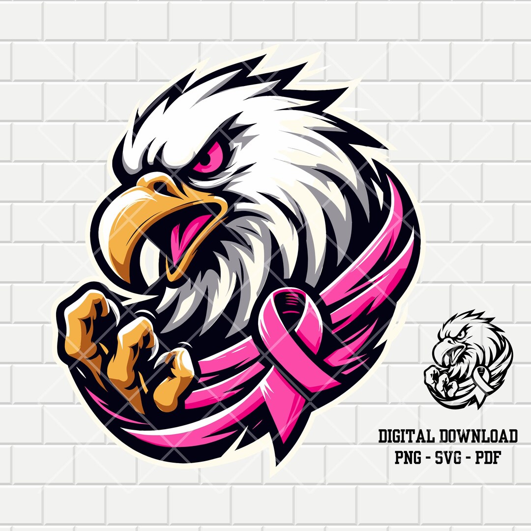 Pink Out Eagle Mascot: Sports Logo (PNG, SVG, PDF) - Etsy