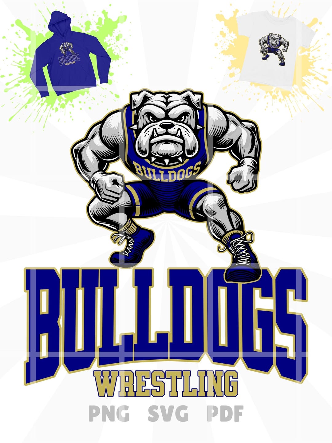 Bulldogs Wrestling - Svg Png Pdf – Navy Gold Bulldog Mascot Logo for ...