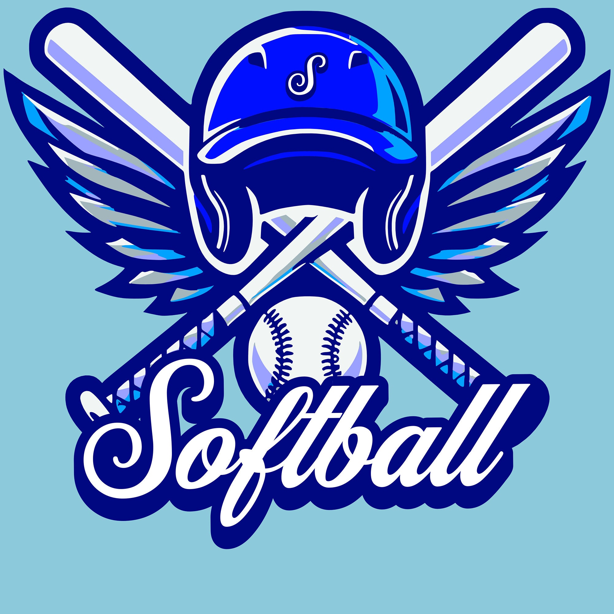Winged Baseball Logo & Name in Font Personalized Team Mascot Team Name Jersey Softball Wings SVG ...