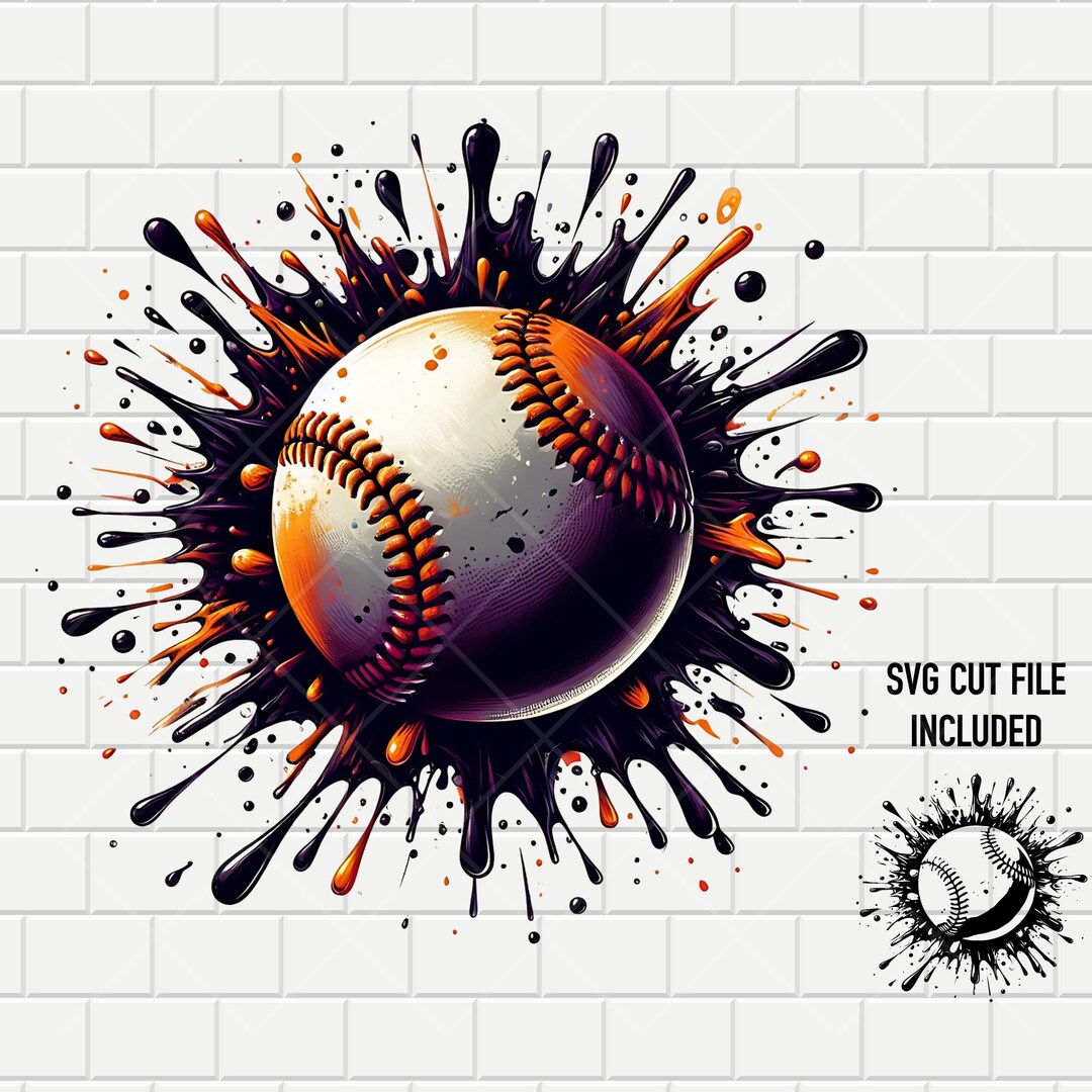 Halloween Baseball Splash Design: Spooky PNG SVG PDF (digital Download ...