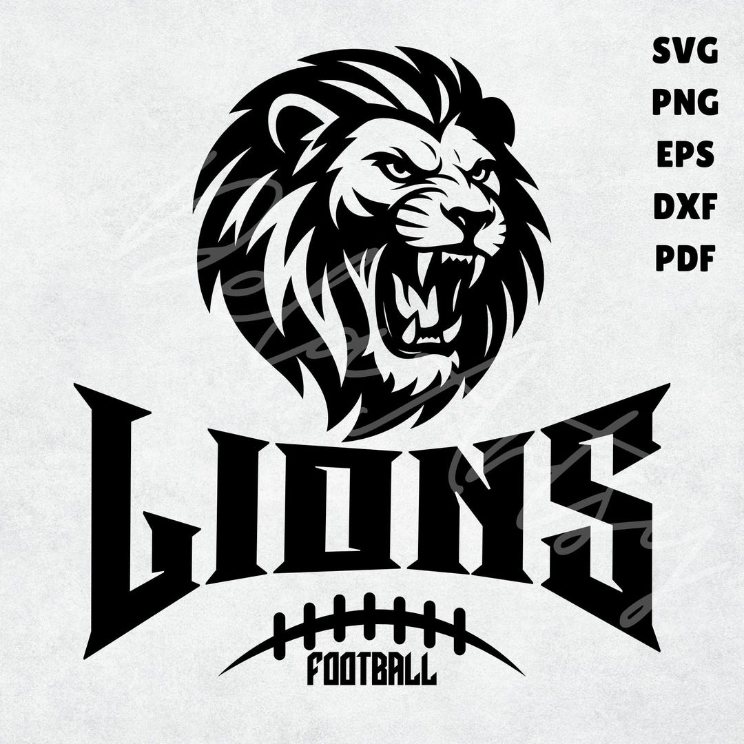 Lions Football Logo SVG Png Eps Dxf Pdf | Fierce Lion Mascot Design for ...