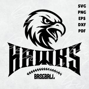 Hawks Baseball Mascot Logo | Svg Png Eps Dxf Pdf | Fierce Hawk Head ...