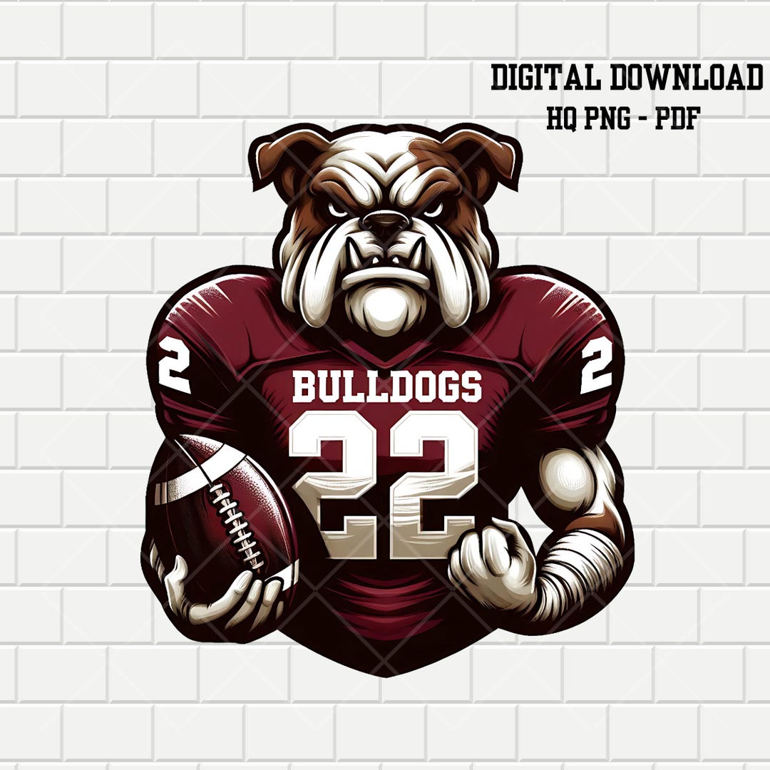 Maroon Bulldogs Football Mascot | Bulldog Nation | Maroon Sports Logo ...