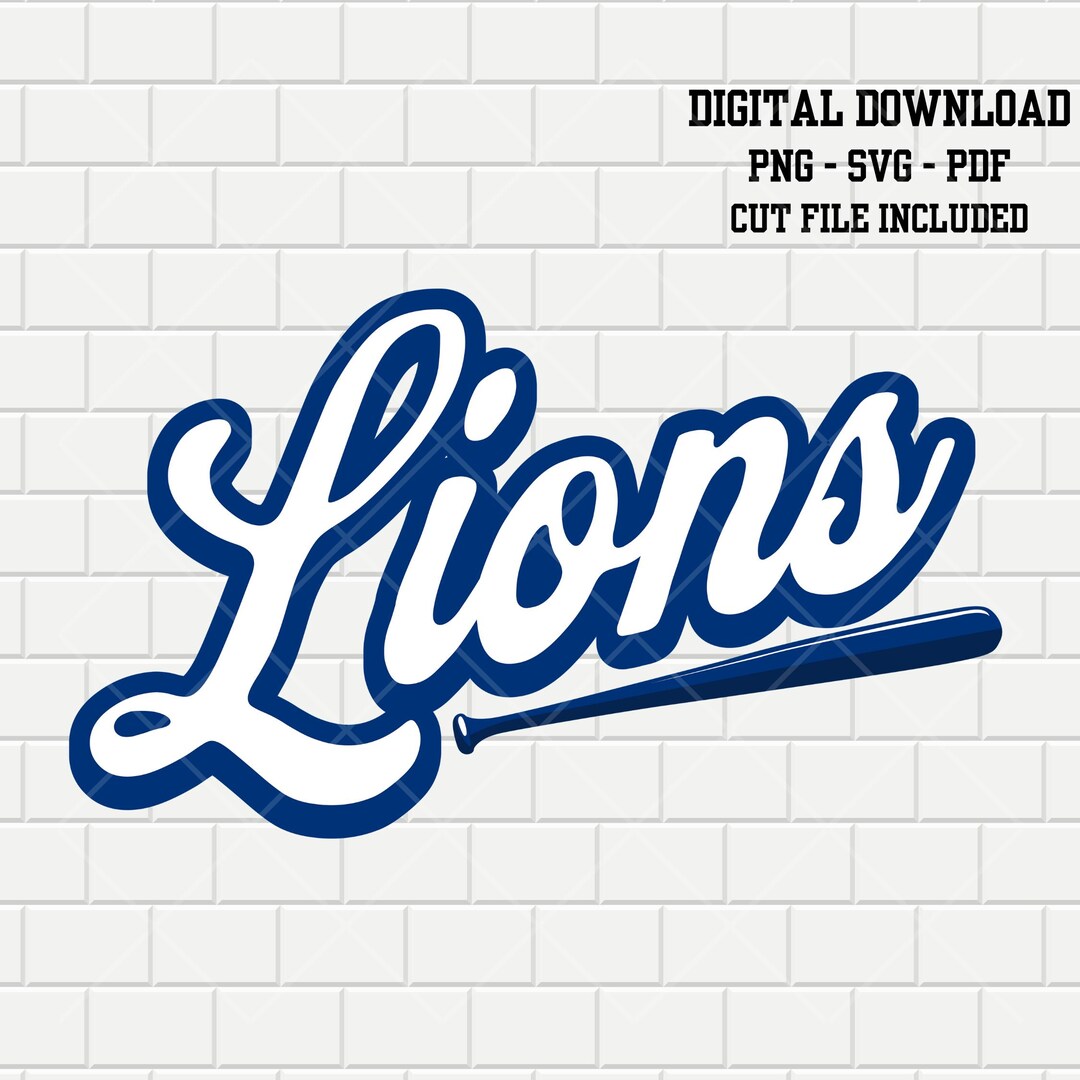 Lions Baseball Logo: Blue Mascot Team Design (SVG PNG PDF) - Etsy