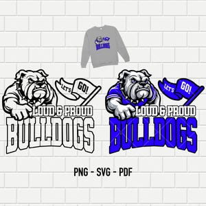 Blue Bulldogs Mascot - Loud & Proud - Sports Logo (SVG, PNG, PDF) - Etsy