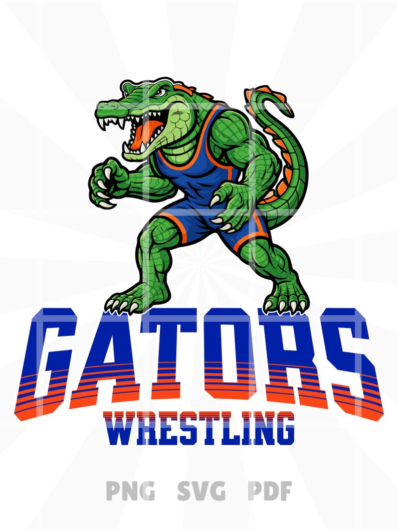 Gators Wrestling Logo SVG PNG PDF – Blue and Orange Mascot – Wrestling ...