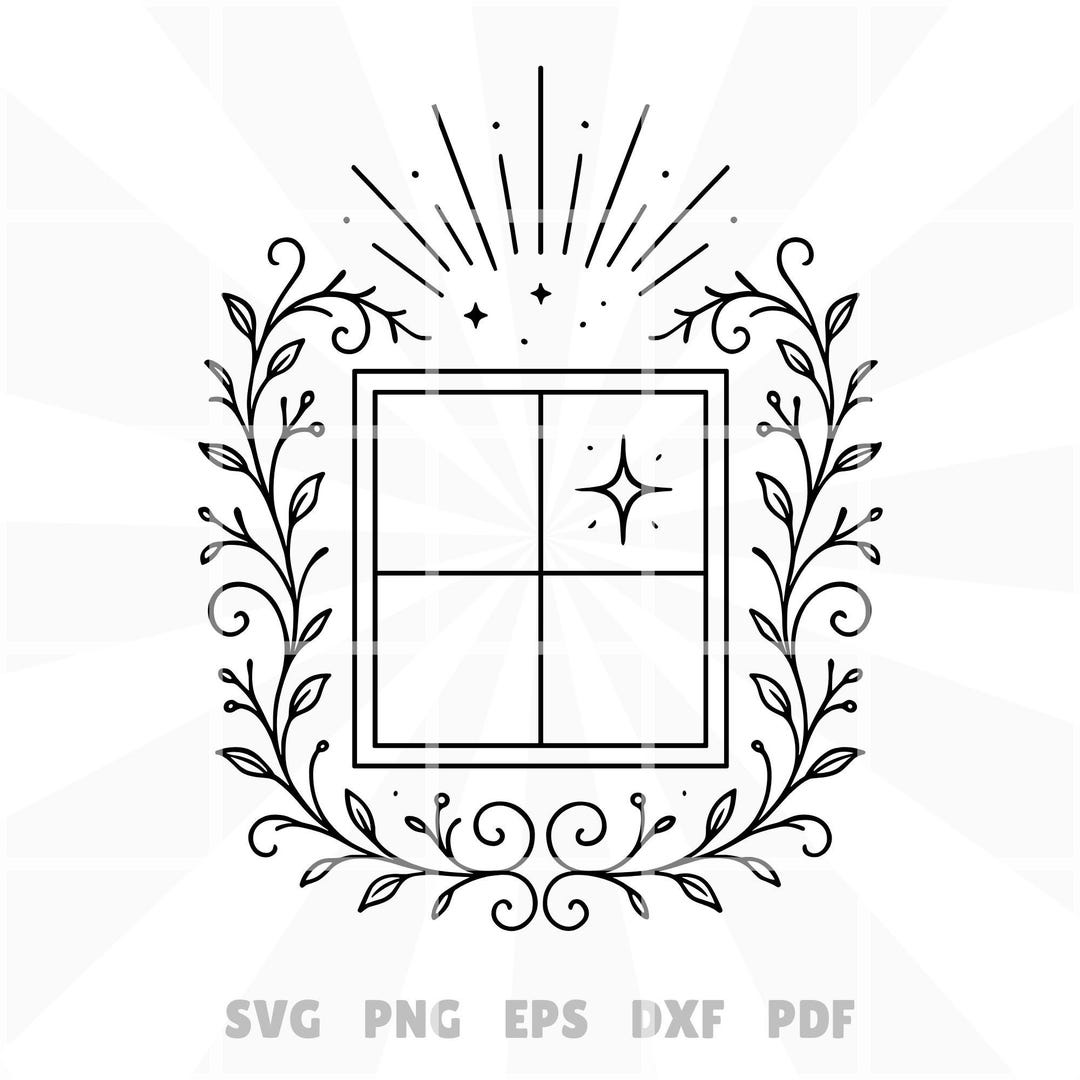 Sparkling Window - Svg Png Eps Pdf – Elegant Cleaning Logo With Vines ...