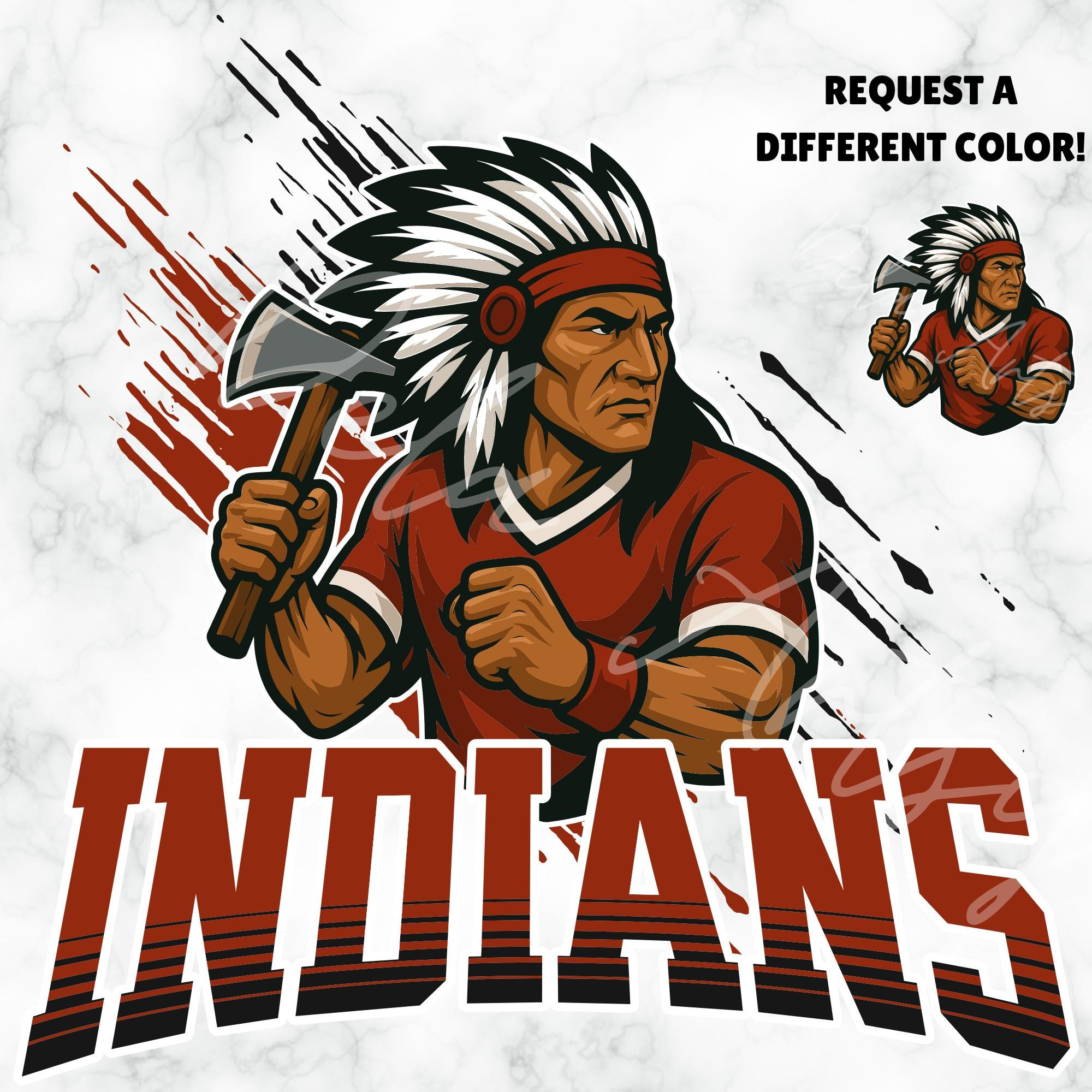 Indians Mascot Logo SVG PNG Bundle in Red & Black/white | Fierce Sports ...