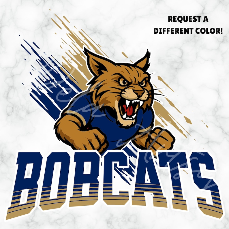 Bobcats Mascot Logo SVG PNG Bundle in Blue Gold | Fierce Sports Team ...
