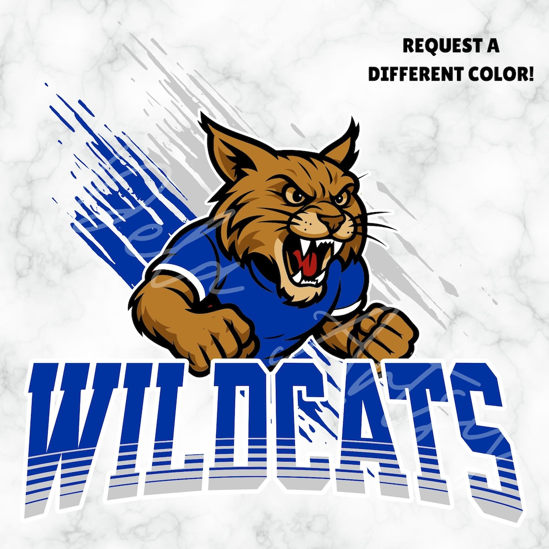 Wildcats Mascot Logo SVG PNG Bundle in Blue White | Fierce Sports Team ...