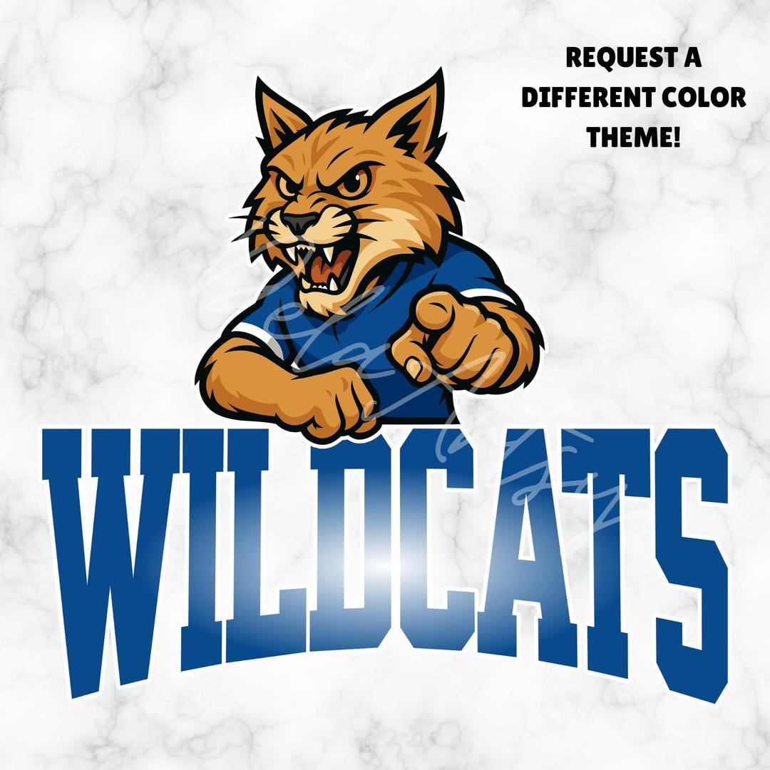 Wildcats Mascot Logo SVG PNG | Blue Wildcat School Logo Clipart ...