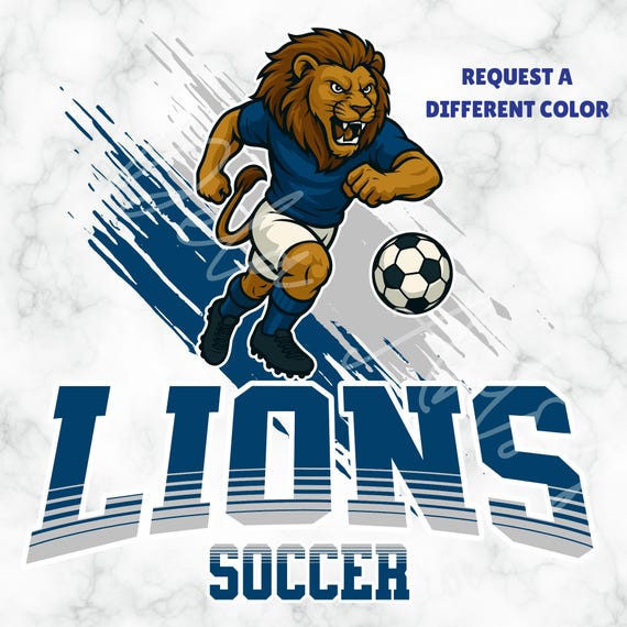 Blue Lion Logo Soccer