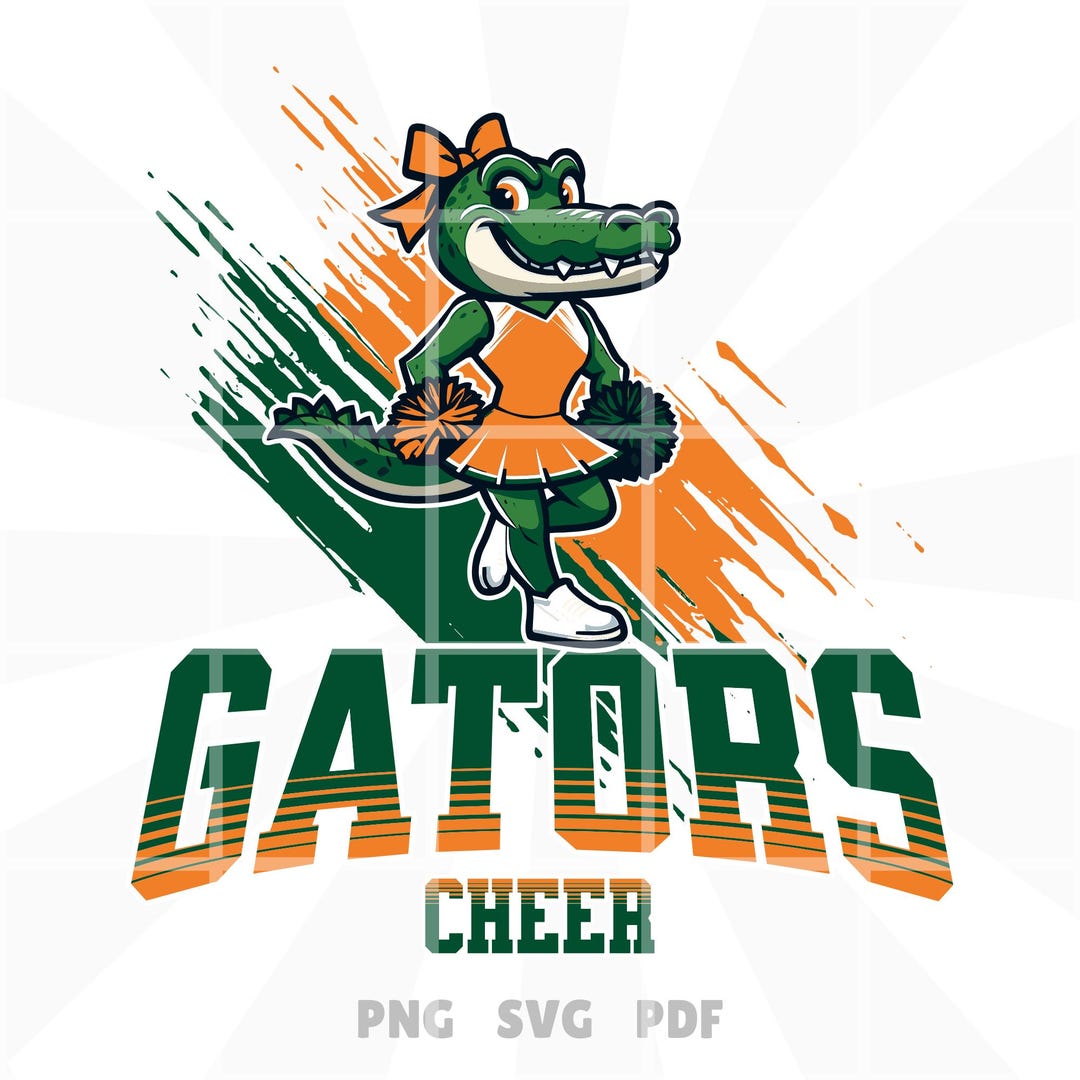 Gators Cheer - SVG PNG PDF – Cute Gator Cheerleader Mascot Logo With ...
