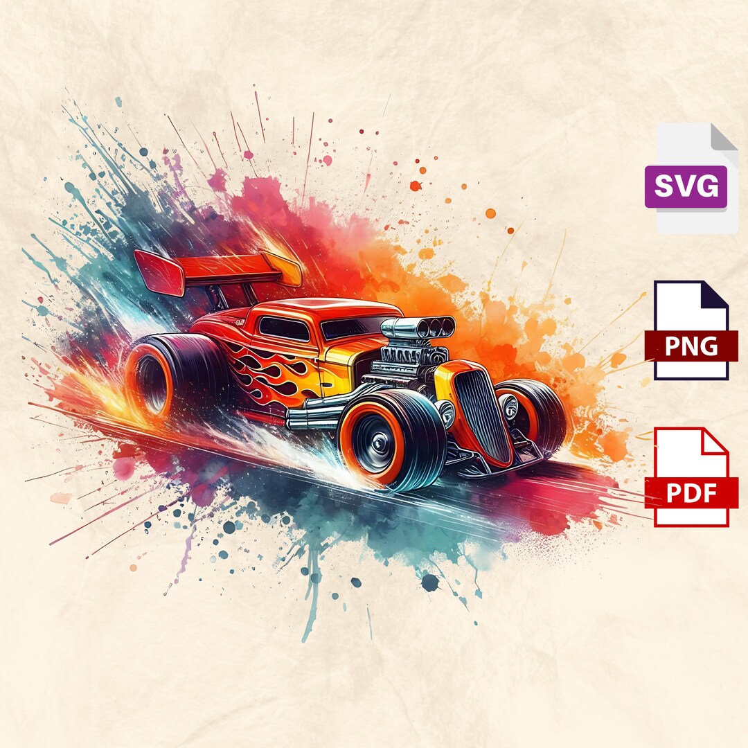 Hot Race Car Splash Vector SVG PNG PDF Digital File Transparent ...