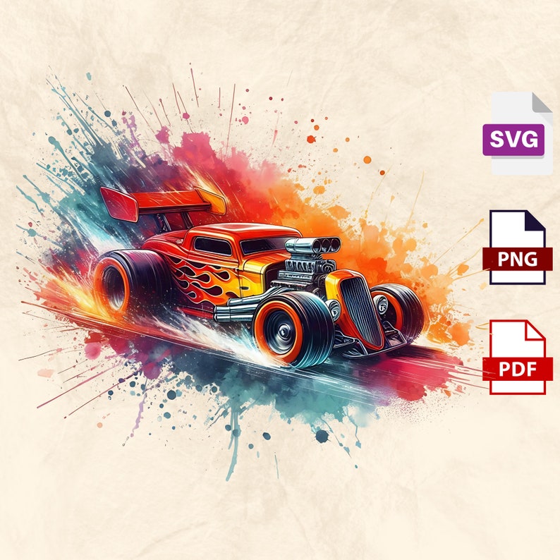 Hot Race Car Splash Vector SVG PNG PDF Digital File Transparent ...