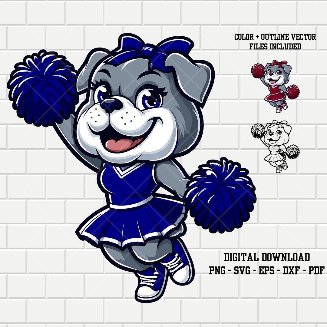 Bulldog Cheerleader Mascot | Bulldogs Cheer Mascot | Sports Logo | School College | Png Svg Eps ...