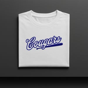 Cougars Baseball Softball SVG PNG PDF | Navy White Team Script Logo | School Mascot Font Design ...