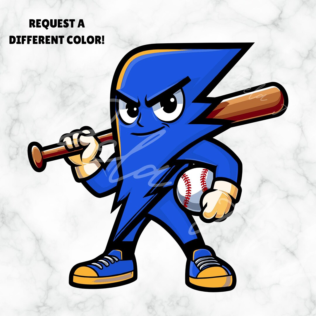 Lightning Baseball Mascot SVG PNG | Blue & Yellow Team Mascot Clipart ...