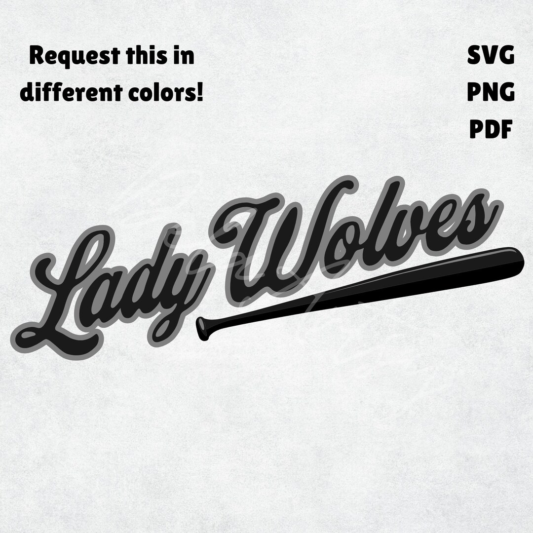 Lady Wolves Softball Baseball Logo SVG PNG PDF | Script Sports Team ...
