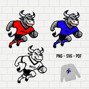 Bull Mascot Vector: Sports Team Logo SVG PNG PDF (digital Download) - Etsy