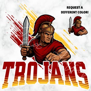 Trojans Mascot Logo SVG PNG Bundle in Cardinal Red & Gold | Fierce ...