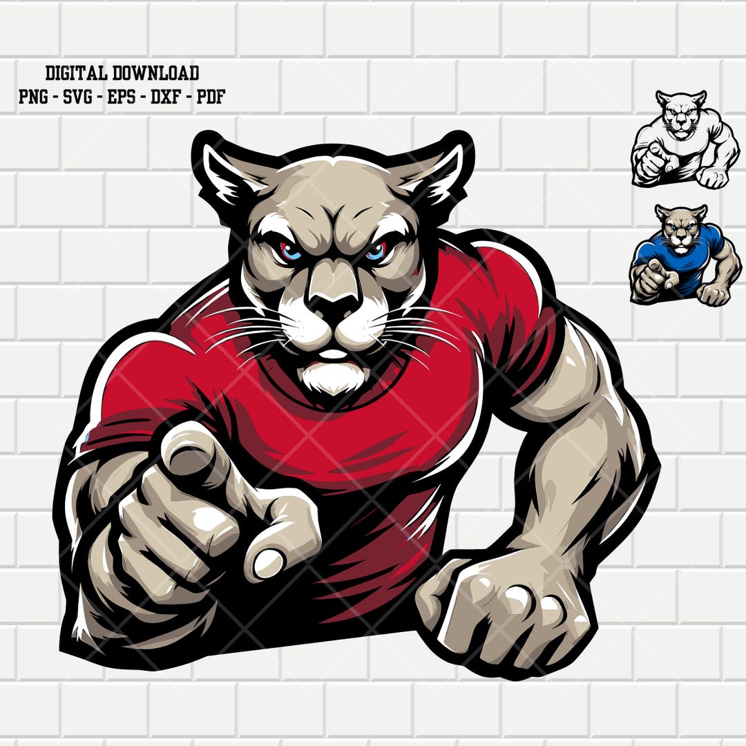 Cougar Sports Mascot | Cougars Mascot | Red Blue Sports Logo | School ...