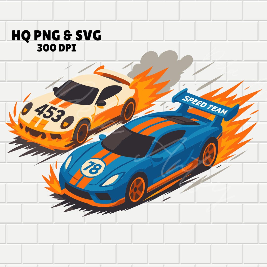 Cartoon Race Cars SVG PNG Files | Speed Team Graphic, Miniature Racers ...