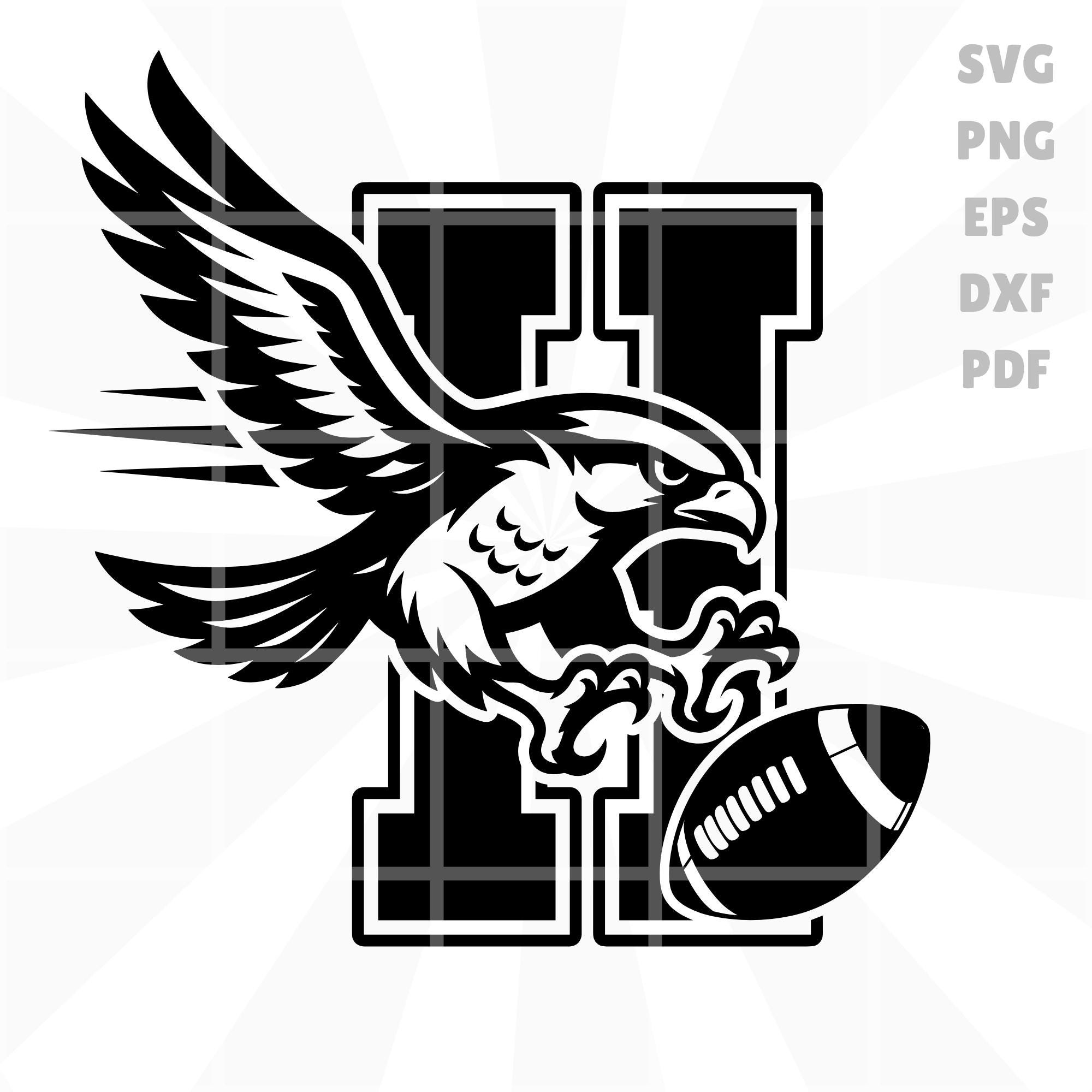 Hawks Football "h" Logo Svg Png Eps Pdf – Fierce Hawk Mascot With ...