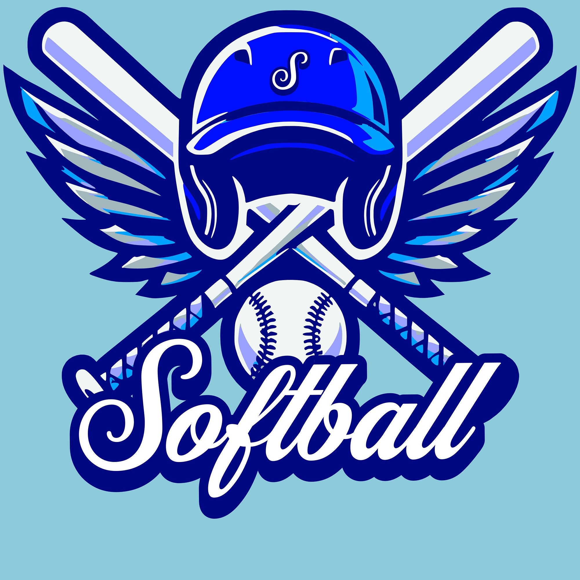 Winged Softball Logo & Name in Font Personalized Team Mascot Team Name ...