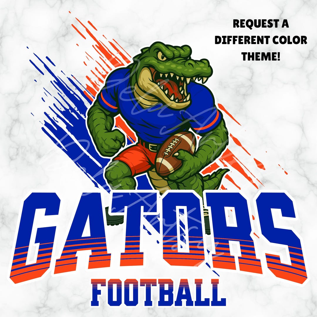 Gators Football Mascot Logo SVG PNG PDF | Blue & Orange Gator Mascot ...