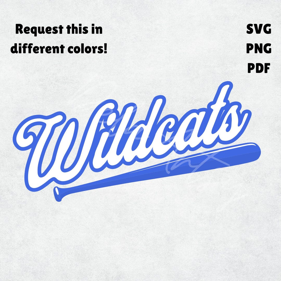 Wildcats Baseball Softball SVG PNG PDF | Royal Blue White Team Script ...
