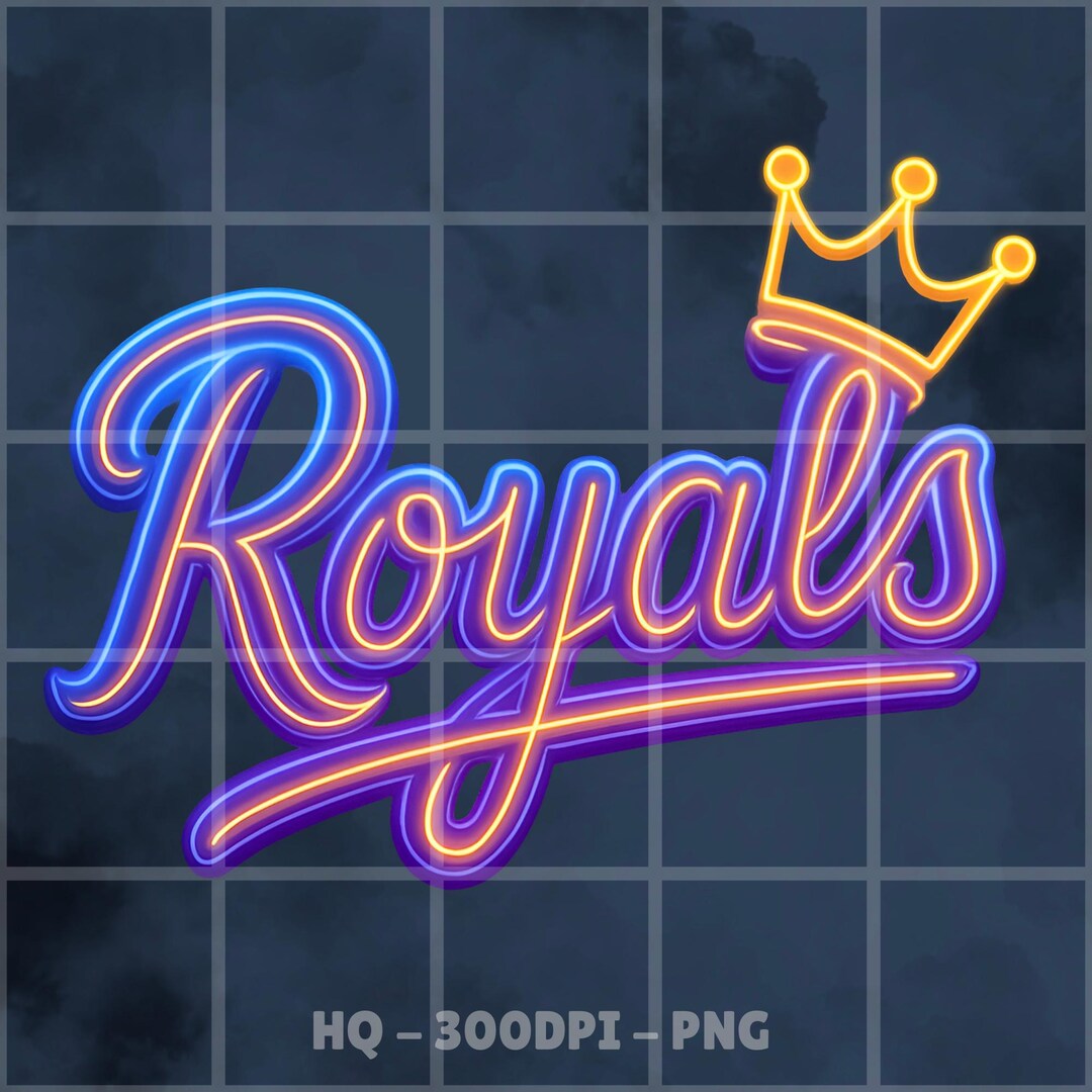 Royals Neon Logo PNG – Glowing Crown Text Design for Sports Teams ...