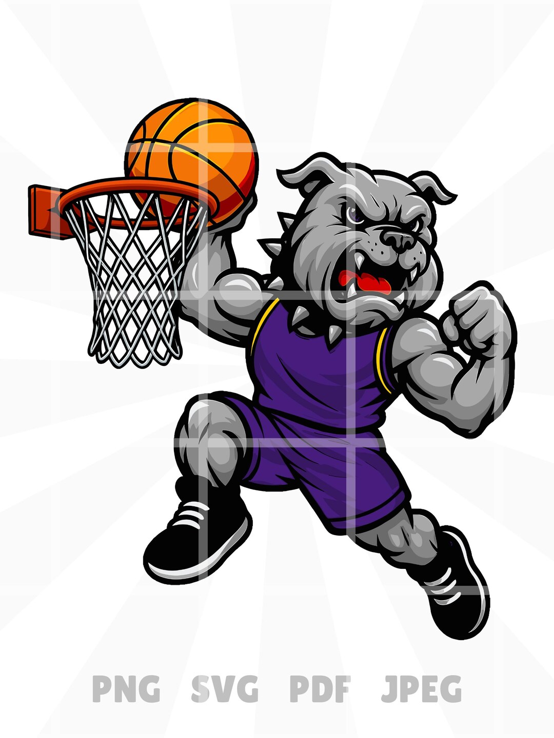 Bulldogs Basketball - Svg Png Pdf Jpeg – Fierce Purple Bulldog Dunking ...