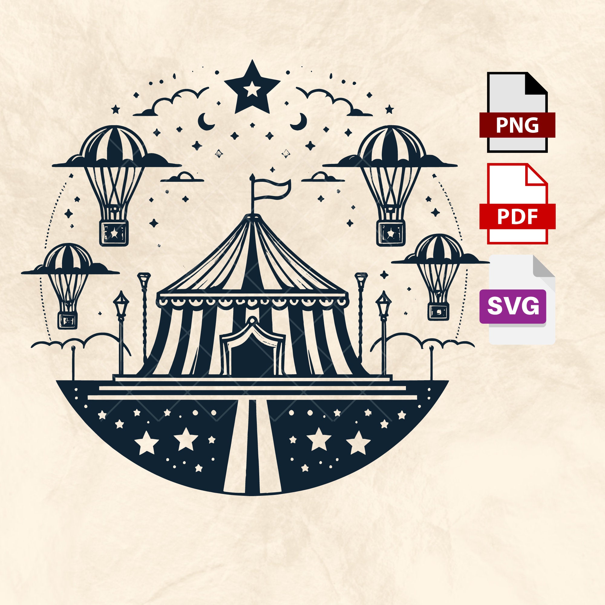 Circus Design SVG PNG PDF Vector Digital File Transparent Background ...