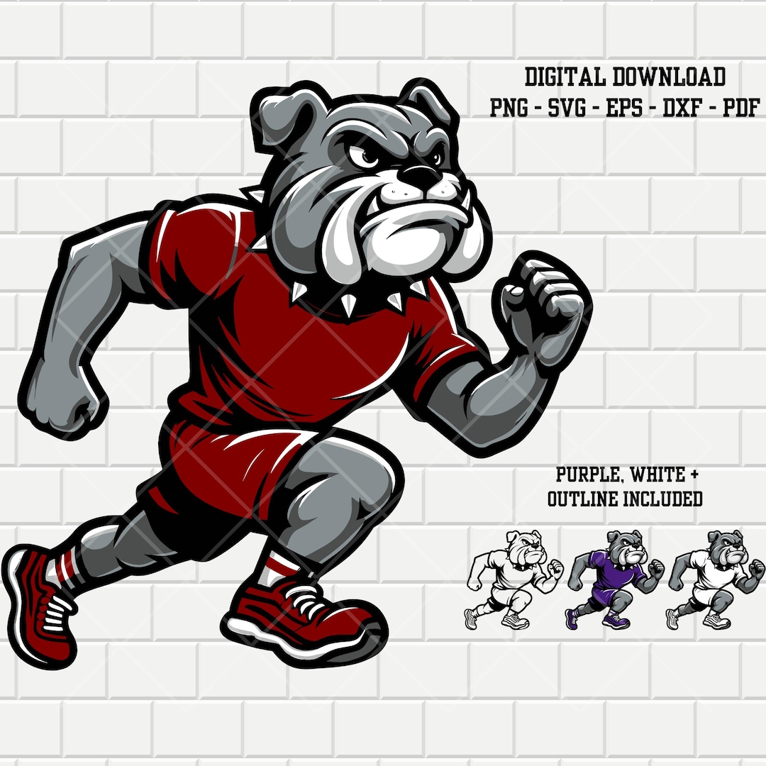 Running Bulldog Mascot | Bulldogs Mascot | Sports Logo | School College | Png Svg Eps Pdf Color ...