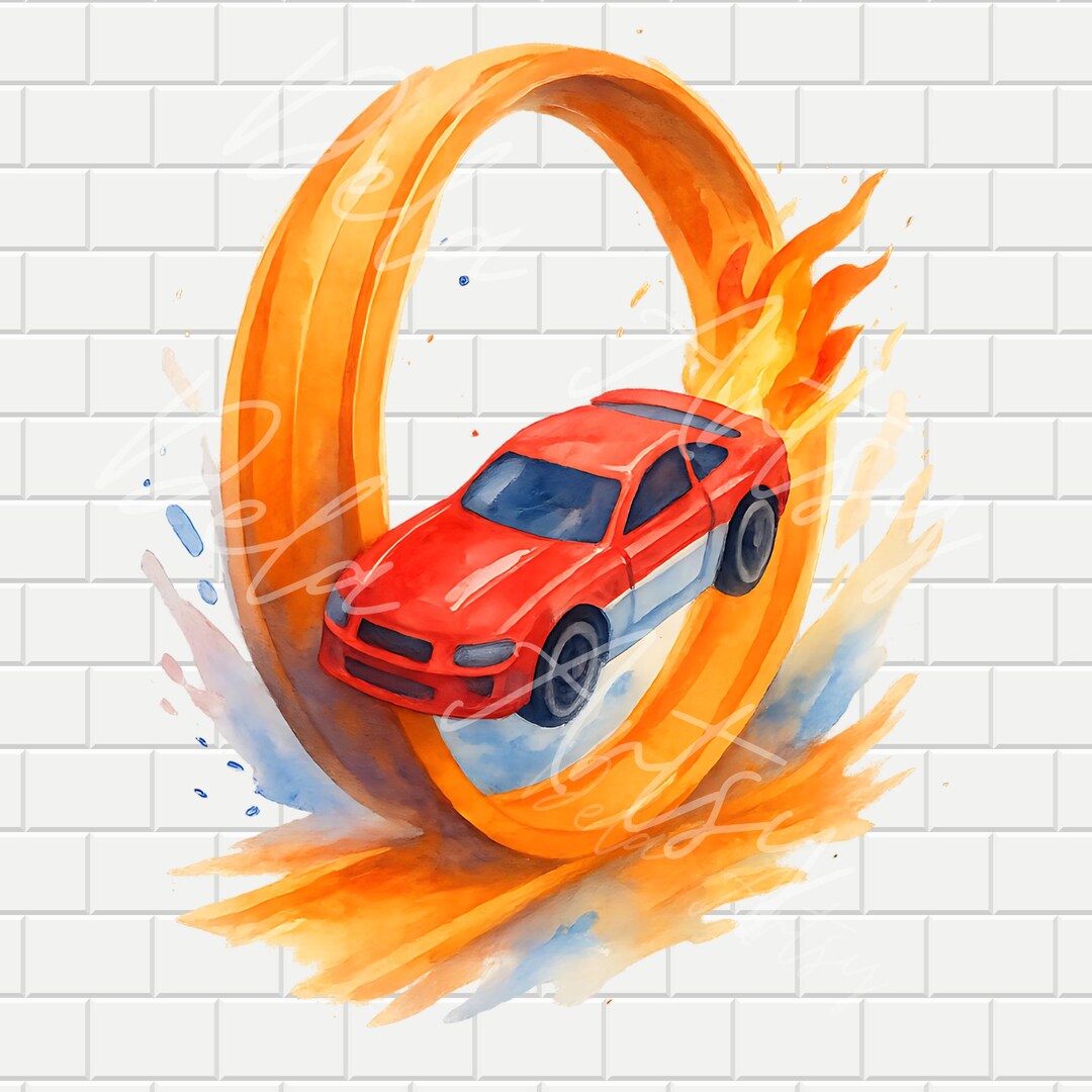 Race Car Track Loop PNG Bundle | Stunt Car Fire Ring Illustration ...